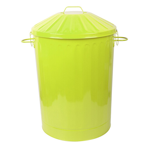 (90L, Lime Green) simpa Vintage Retro Style Colour Metal Dustbin ...
