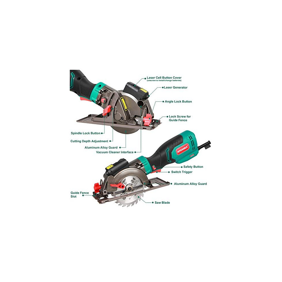 Circular Saw, HYCHIKA 750W 3500RPM Mini Circular Saw with 6 Blades(115 ...