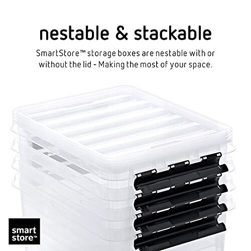 Smartstore 14l Clear Plastic Storage Boxes With Lid 4 Pack Reinforced