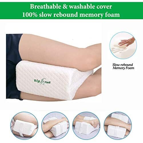 Big Ant Knee Pillow With Elastic Strap Orthopedic Memory Foam Leg Rest ...