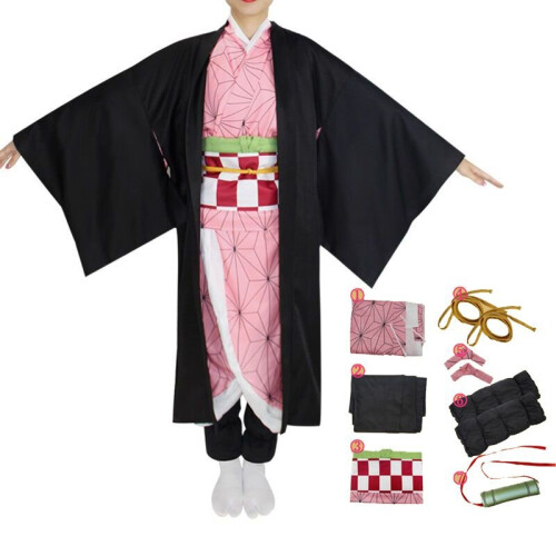 (Kamado Nezuko Costume, XL) Kimetsu No Demon Slayer Yaiba Kamado Nezuko ...