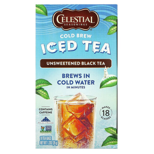 Celestial Seasonings, Cold Brew Iced Tea, Unsweetened Black Tea, 18 Tea ...