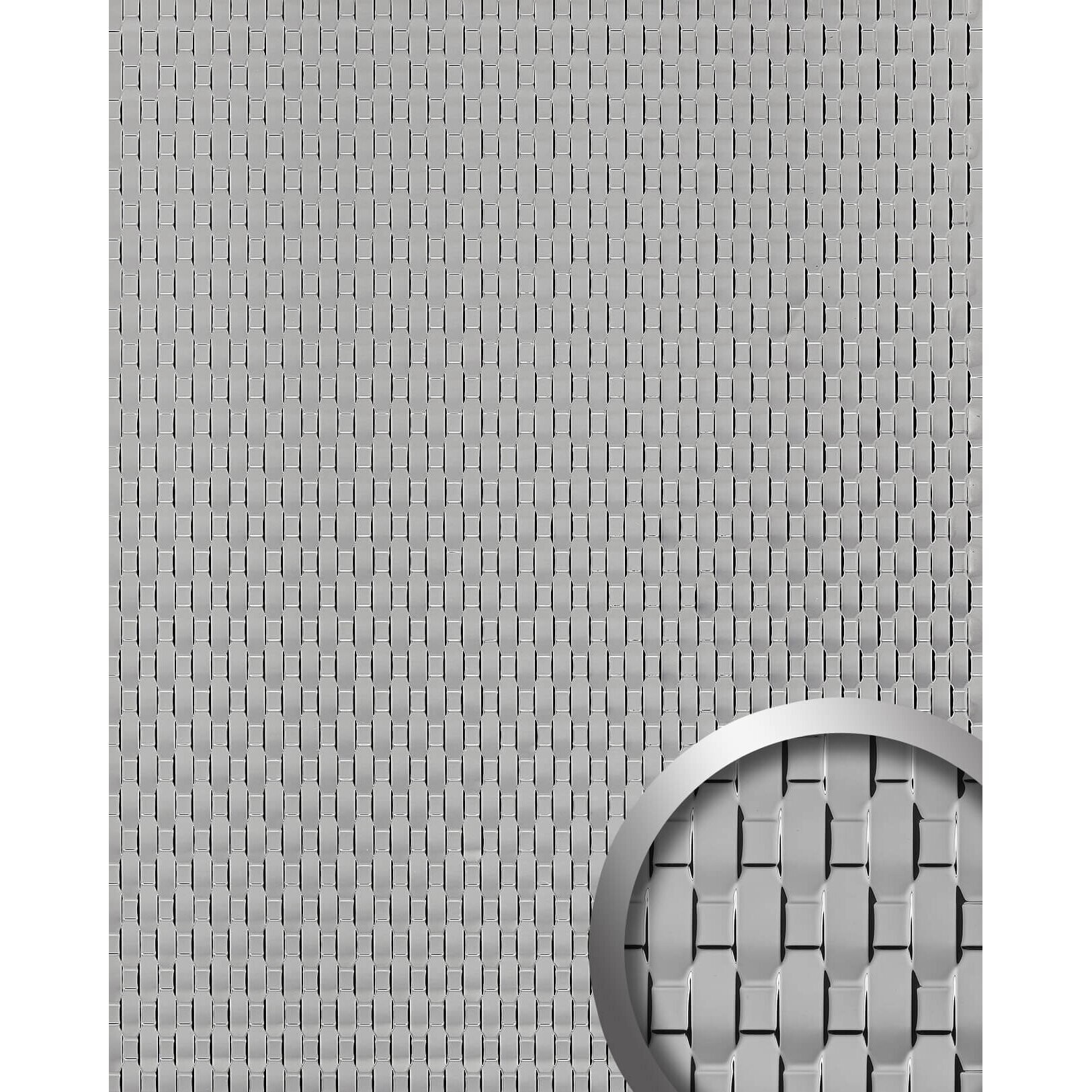 WallFace 24956 RATTAN 20 Silver Design panelling unicolour shiny silver ...