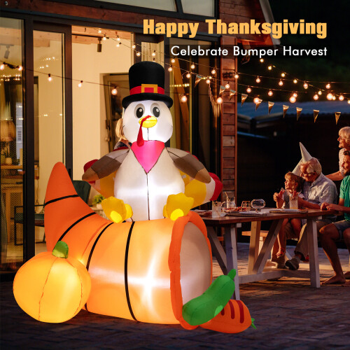 180 cm Thanksgiving Inflatable Turkey on Cornucopia with Bright Light ...