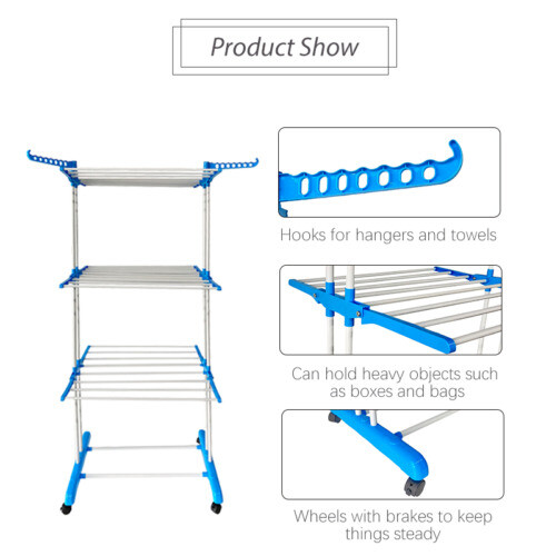 3 Tier Clothes Airer Rack Indoor Outdoor Dryer Laundry Foldable Dry ...
