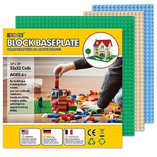Ekuzi Classic Base Plates Compatible with LEGO Bricks & Baseplates, 10 ...