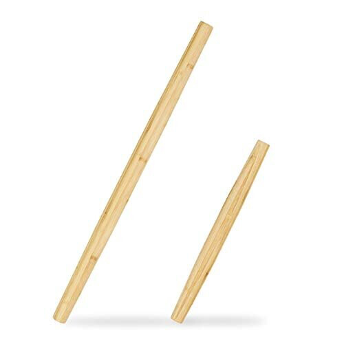 Relaxdays Bamboo Rolling Pin Set of 2, Kitchen Utensils, Rollers in 2 ...