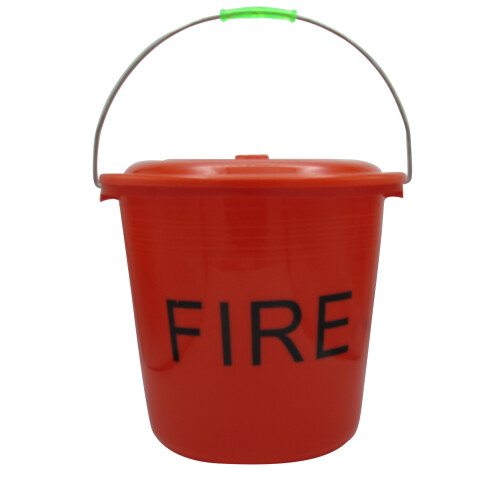 Red Plastic Fire Bucket with Lid 15L (Emergency Safety Extinguisher) on ...