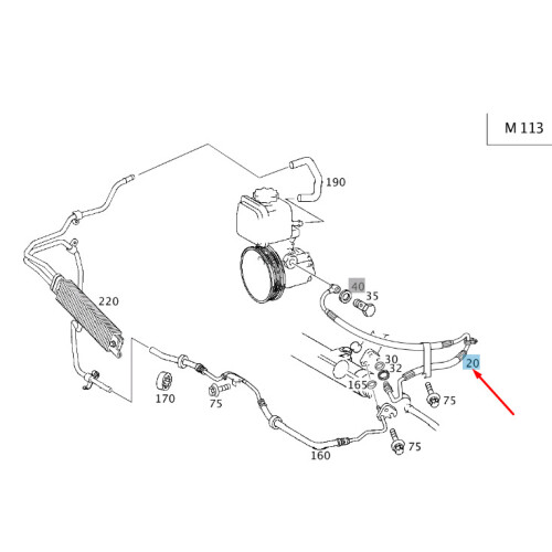 MB C W203 Power Steering H-Press. Expansion Hose LHD A2034605424 NEW ...