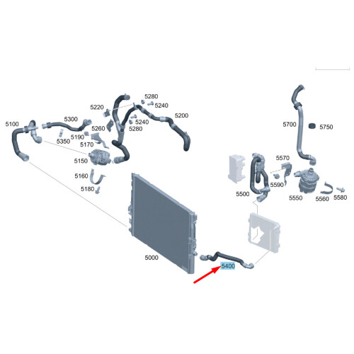 MB C W205 Cooler To Left Wheel Arch Cooler Coolant Hose A2055019382 NEW ...
