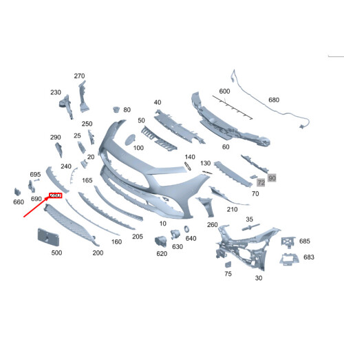 MERCEDES-BENZ CLS C257 Front Bumper Left Trim Molding A2578859703 NEW ...