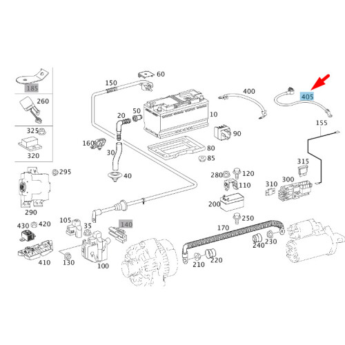 MB ML W164 Battery To Ground Point Point Ground Line A1645420318 NEW ...
