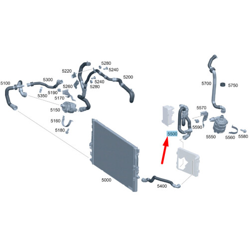 MB C W205 AMG Cooler To Water Pump/Transmiss Cooler Hose A2055019482 ...