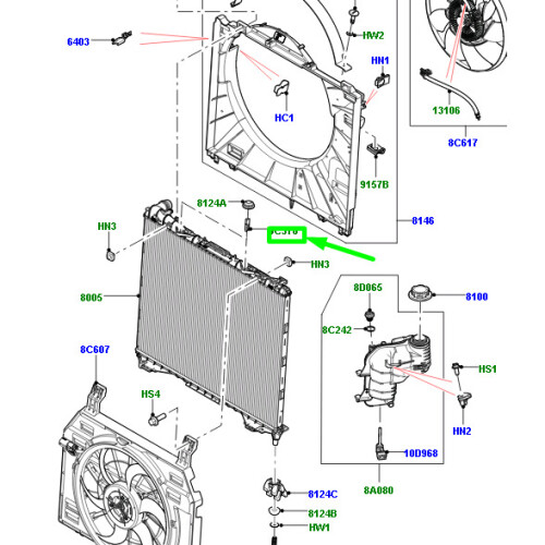 LAND ROVER RANGE ROVER IV L405 Radiator Mounting Upper Pin LR034571 NEW ...