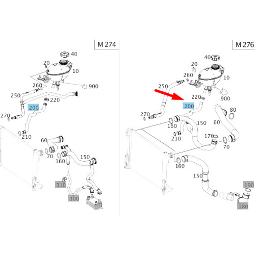 MB CLS C218 AMG Cooler To Pump And Expansion Tank Hose A2185010782 NEW ...