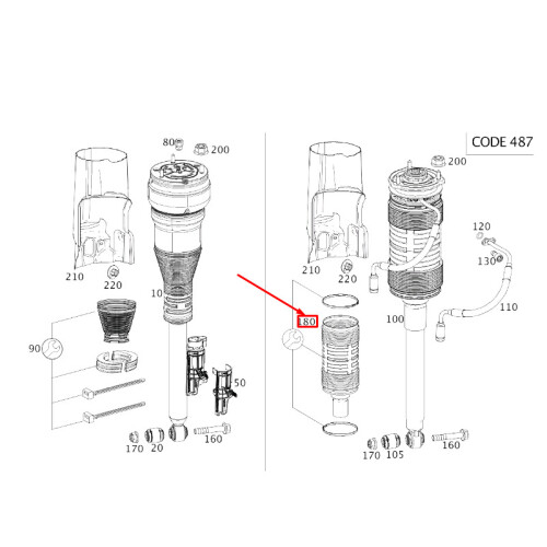 MB S W222 Rear Suspension Strut Boot Parts Kit A2213500037 NEW GENUINE ...