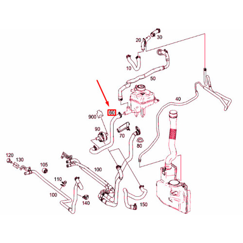 MERCEDES-BENZ GLS X166 Expansion Reservoir Hose A1668301400 NEW GENUINE ...