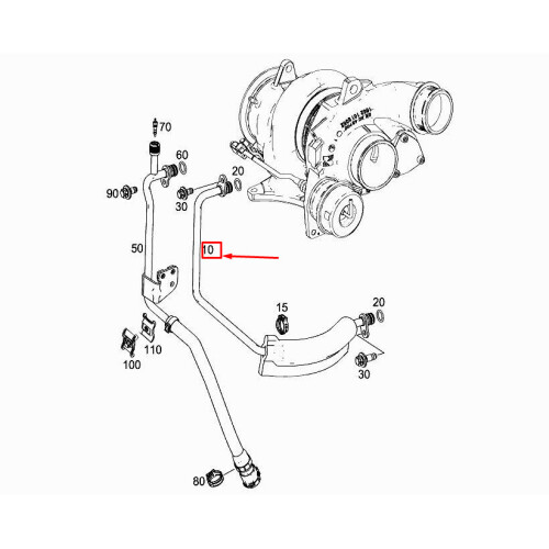 MERCEDES-BENZ GLA X156 Turbocharger Water Feed Line A1332030102 NEW ...