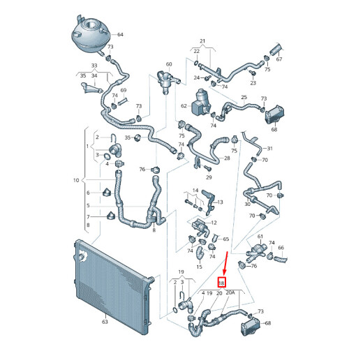 VW SHARAN 7N Engine Coolant Hose With Coolant Regulator 7N0122101G NEW ...