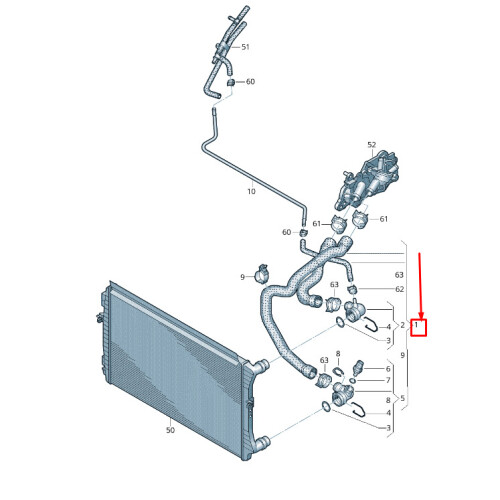 VW GOLF VII 5G MK7 Radiator Coolant Hose 5Q0121049R NEW GENUINE on OnBuy