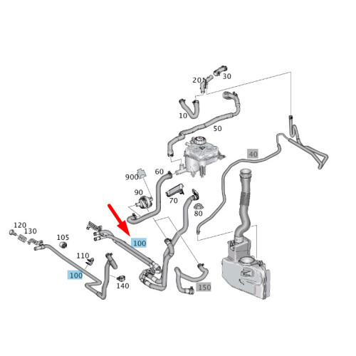 MB GL X166 AMG Wheel Arch Cooler At Bottom Molded Hose A1668305596 NEW ...
