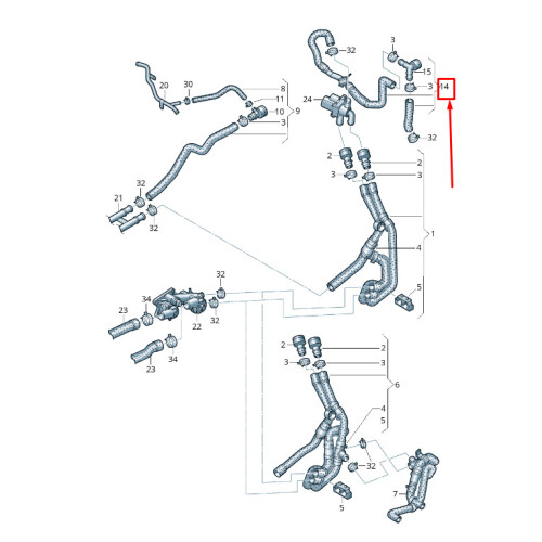 VW SHARAN 7N Coolant Hose With Quick Release Coupling 7N0122073L NEW ...