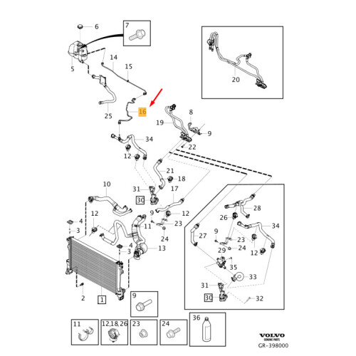 VOLVO XC90 MK2 Expansion Tank Bleeder Hose 32252301 NEW GENUINE on OnBuy