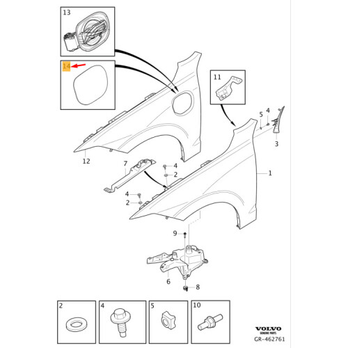 VOLVO XC60 MK2 Front Fender Charging Port Door 31440128 NEW GENUINE on ...