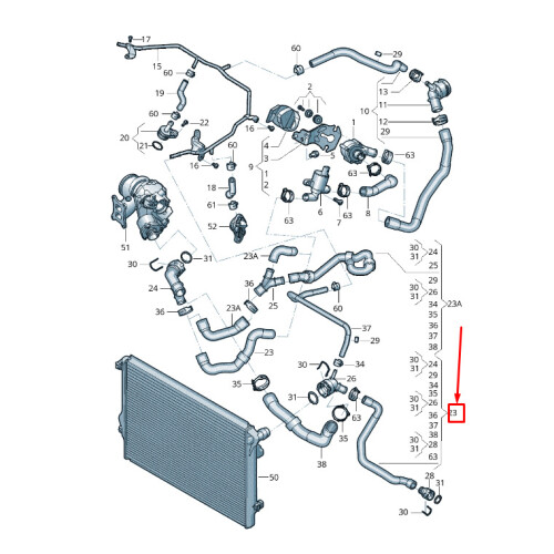 VW TIGUAN AD Coolant Hose With Quick Release Coupling 5QF122101BH NEW ...