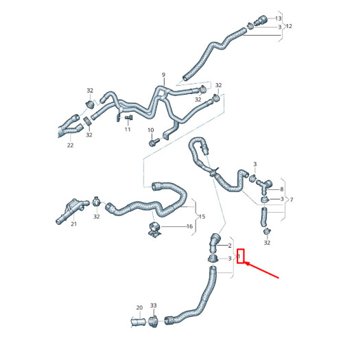 VW SHARAN 7N Coolant Hose With Quick Release Coupling 7N0122073AB NEW ...