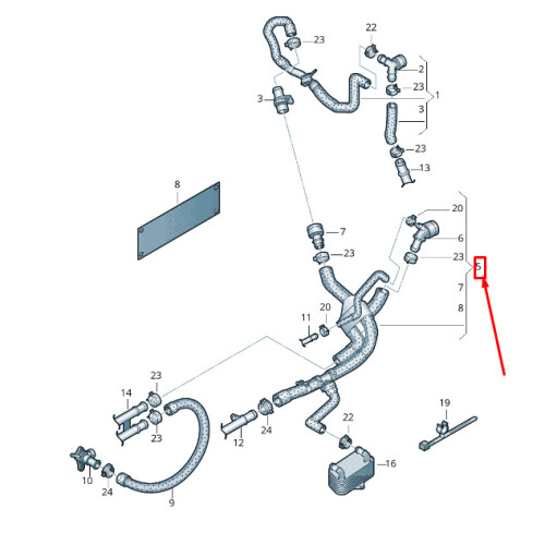 VW SHARAN 7N Coolant Hose With Quick Release Coupling 7N0121156E NEW ...