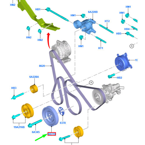 FORD RANGER T6 MK3 Crankshaft Pulley FB3Q-6B319-DC 1903396 NEW GENUINE ...