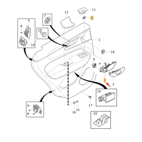 VOLVO XC60 MK2 Right Rear Internal Opening Handle 32237012 NEW GENUINE ...
