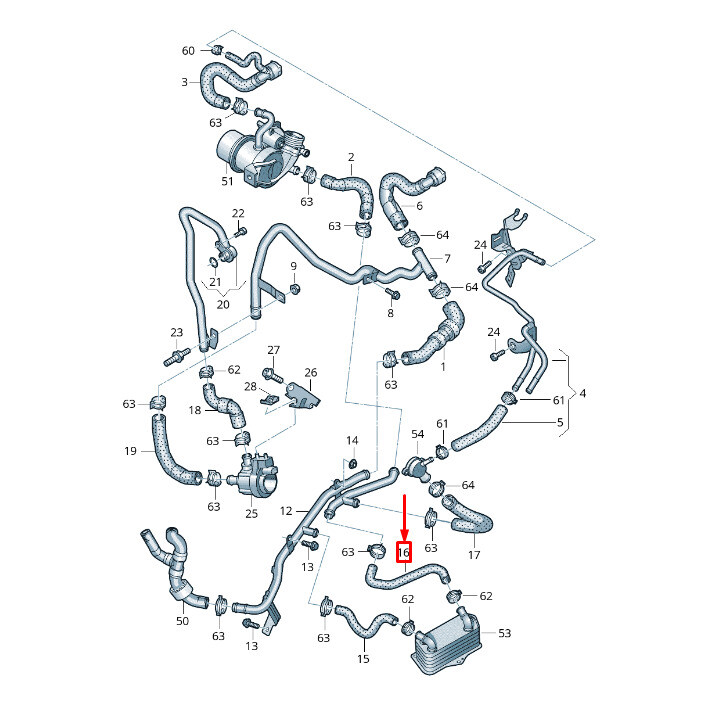 VW TOURAN 5T Engine Coolant Water Hose 5Q0122096T NEW GENUINE on OnBuy