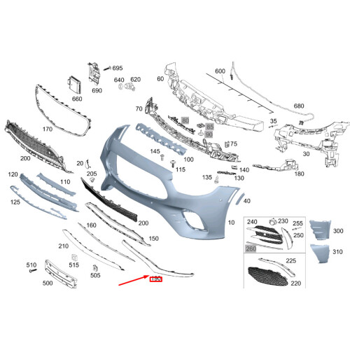 MERCEDES-BENZ E C238 Front Left Bumper Molding Trim A2138852103 NEW ...