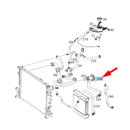 MERCEDES-BENZ SL R231 AMG Radiator Upper Coolant Hose A2315013282 NEW ...