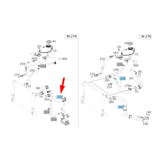 MERCEDES-BENZ CLS C218 Right Radiator Coolant Hose A2185011282 NEW ...