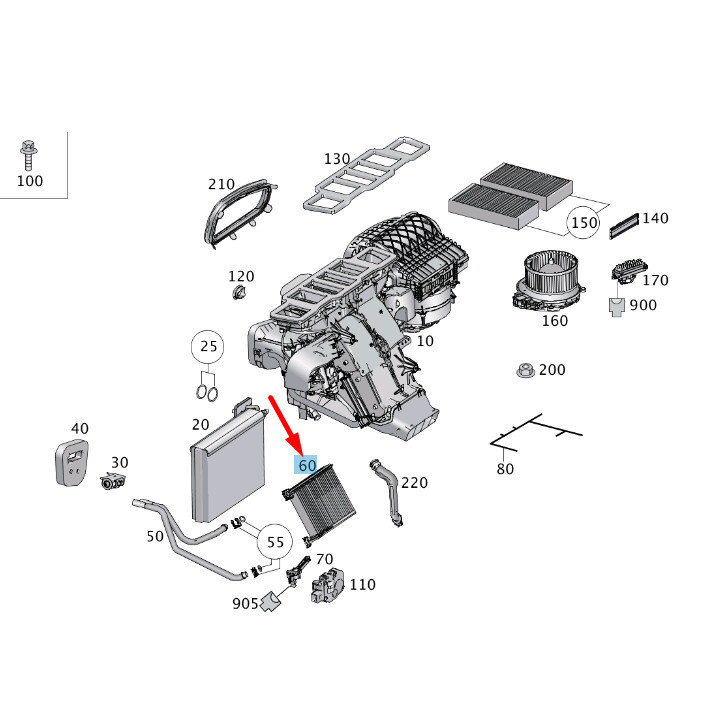Mercedes-Benz Ml W166 A/C Heat Exchanger Lhd A1668300261 New Genuine on ...