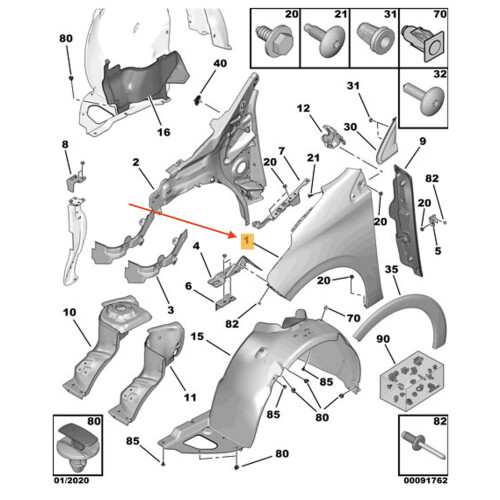 PEUGEOT 208 Front Right Wing 9672971480 NEW GENUINE on OnBuy