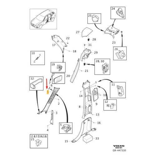 VOLVO XC60 MK2 Front Upper Left A Pillar Trim Blonde 31479004 NEW ...