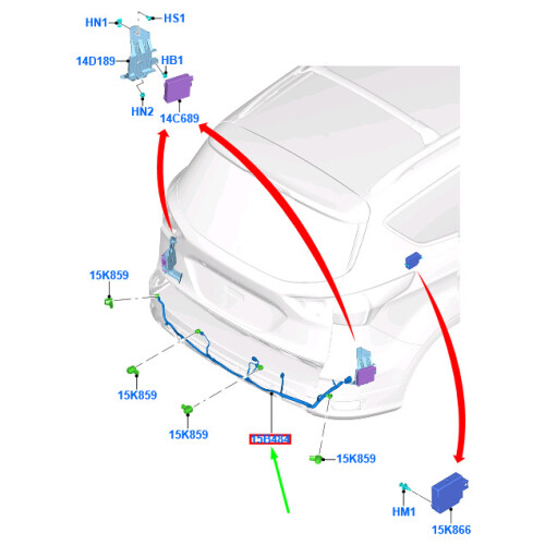 FORD KUGA MK2 C520 Rear Parking Aid Wiring 1845598 CV6T-15K868-MHC NEW ...
