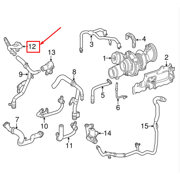 MERCEDES-BENZ C W205 Turbocharger Coolant Return Line A1772000851 NEW ...