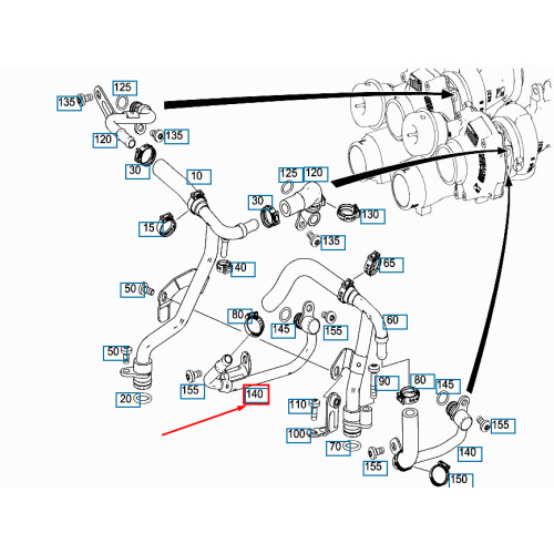 MERCEDES-BENZ E W213 Turbocharger Coolant Water Line A1772004400 NEW ...