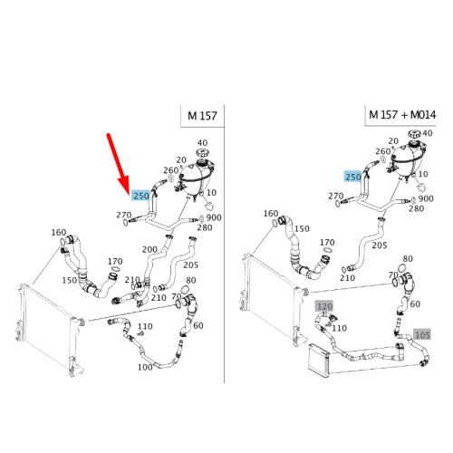 MB E W212 AMG Right Cooler To Expansion Tank Bleed Line A2125010625 NEW ...