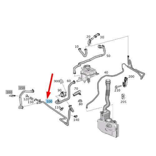 MB ML W166 Recirculating Pump To Return Line Hose A1668305196 NEW ...