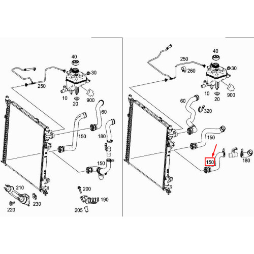 MERCEDES-BENZ GLE W166 Right Coolant Radiator Hose A1665002775 NEW ...