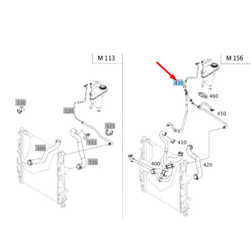 MB R W251 AMG De-Aeration Line To Expansion Tank Hose A2515001775 NEW ...