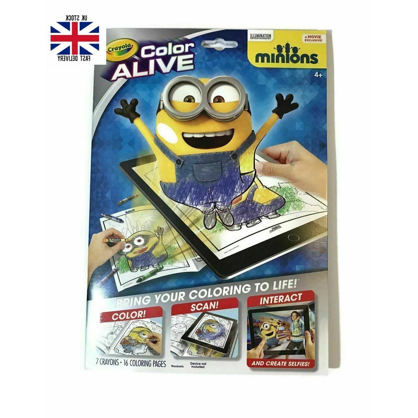 Crayola Colour Alive Minions With 7 Crayons Magic & 16 Colouring Pages ...