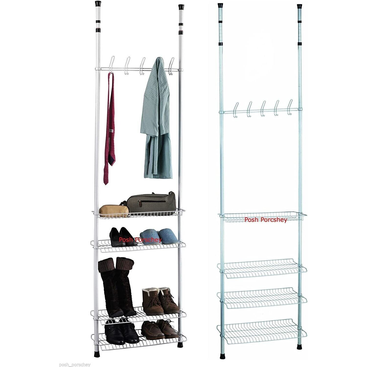 Milo Silver Telescopic Room Tidy Multi Purpose Wardrobe Hall 4 Tier ...