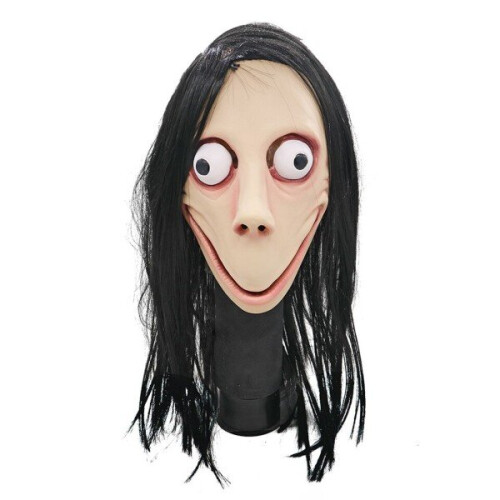 (Beige) Scary Momo Mask Hacking Game Horror Latex Mask Full Head Momo ...